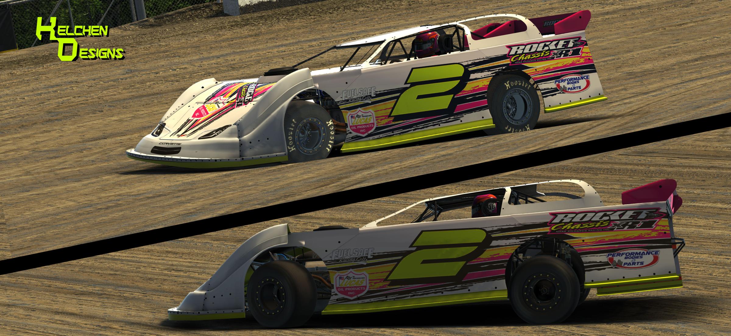Rocket Chassis Late Model Pink/White by Jace Kelchen - Trading Paints