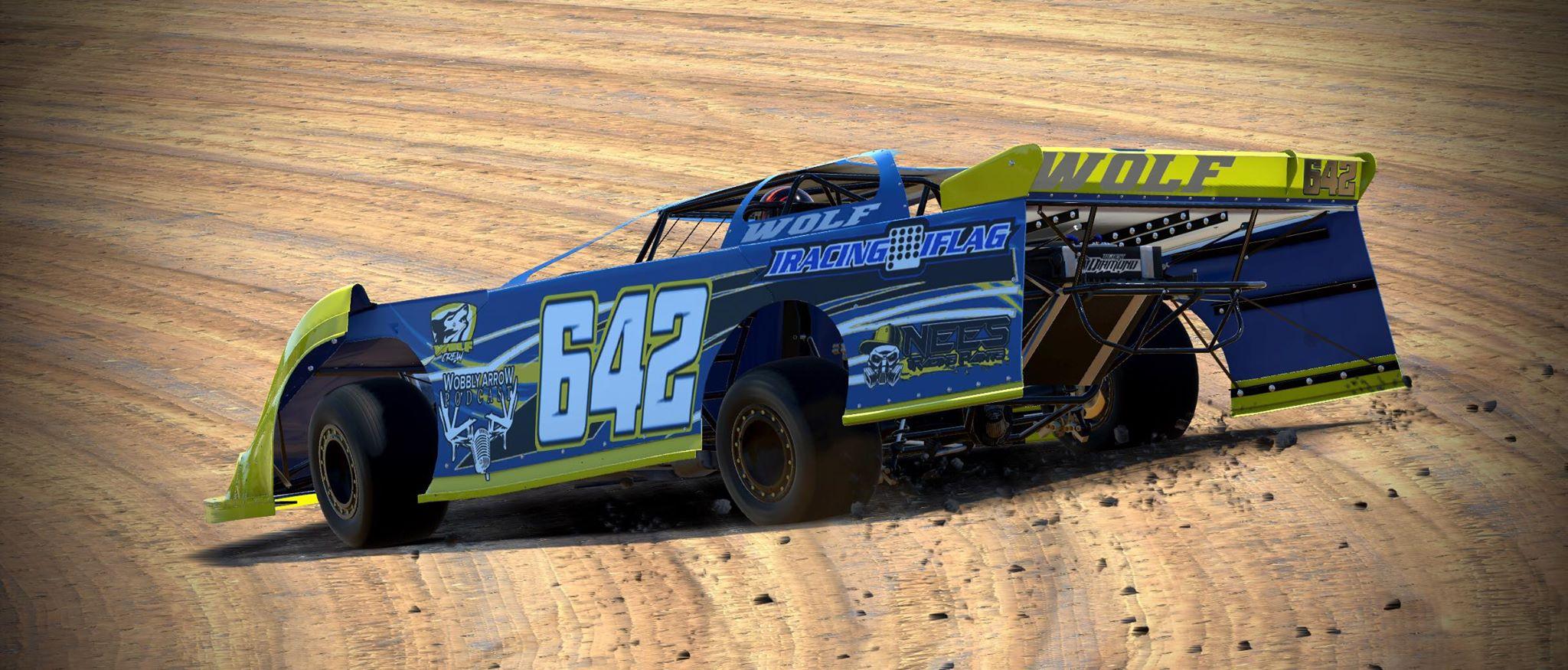 Wolf Racing Blue and Yellow Late Model by Gene Wolf - Trading Paints