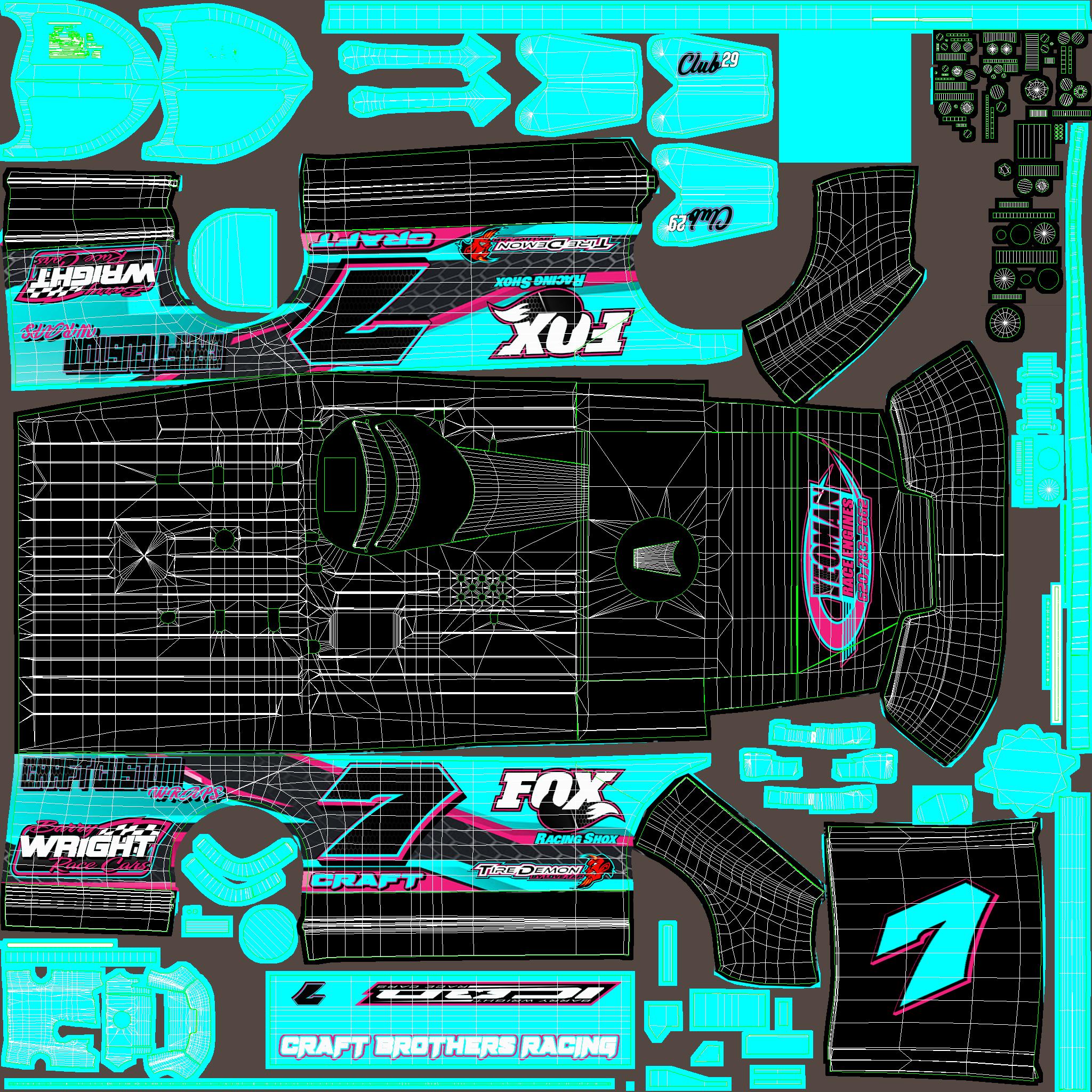 Dirt Late Model 7 blue and pink by Cory Craft - Trading Paints