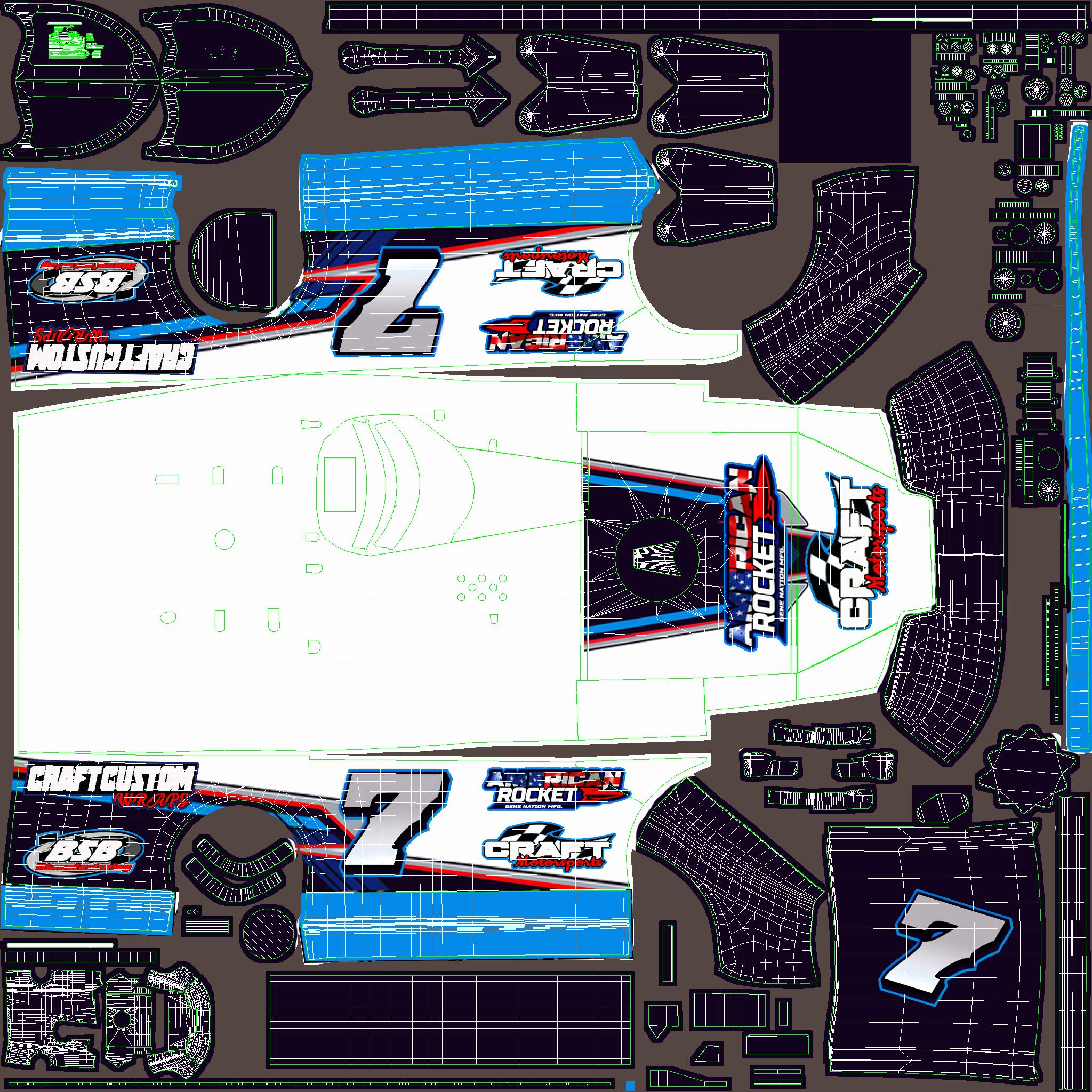 Dirt Late Model blue and white 7 by Cory Craft - Trading Paints