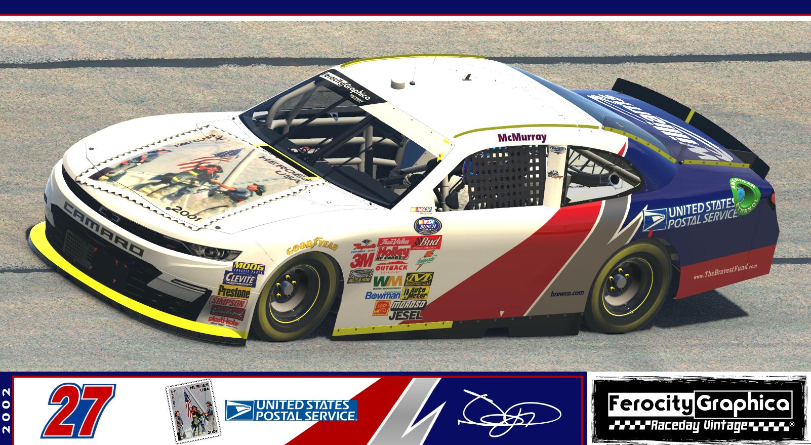 2002 #27 Jamie McMurray USPS 9/11 Chevy Busch Series (No Numbers) by ...