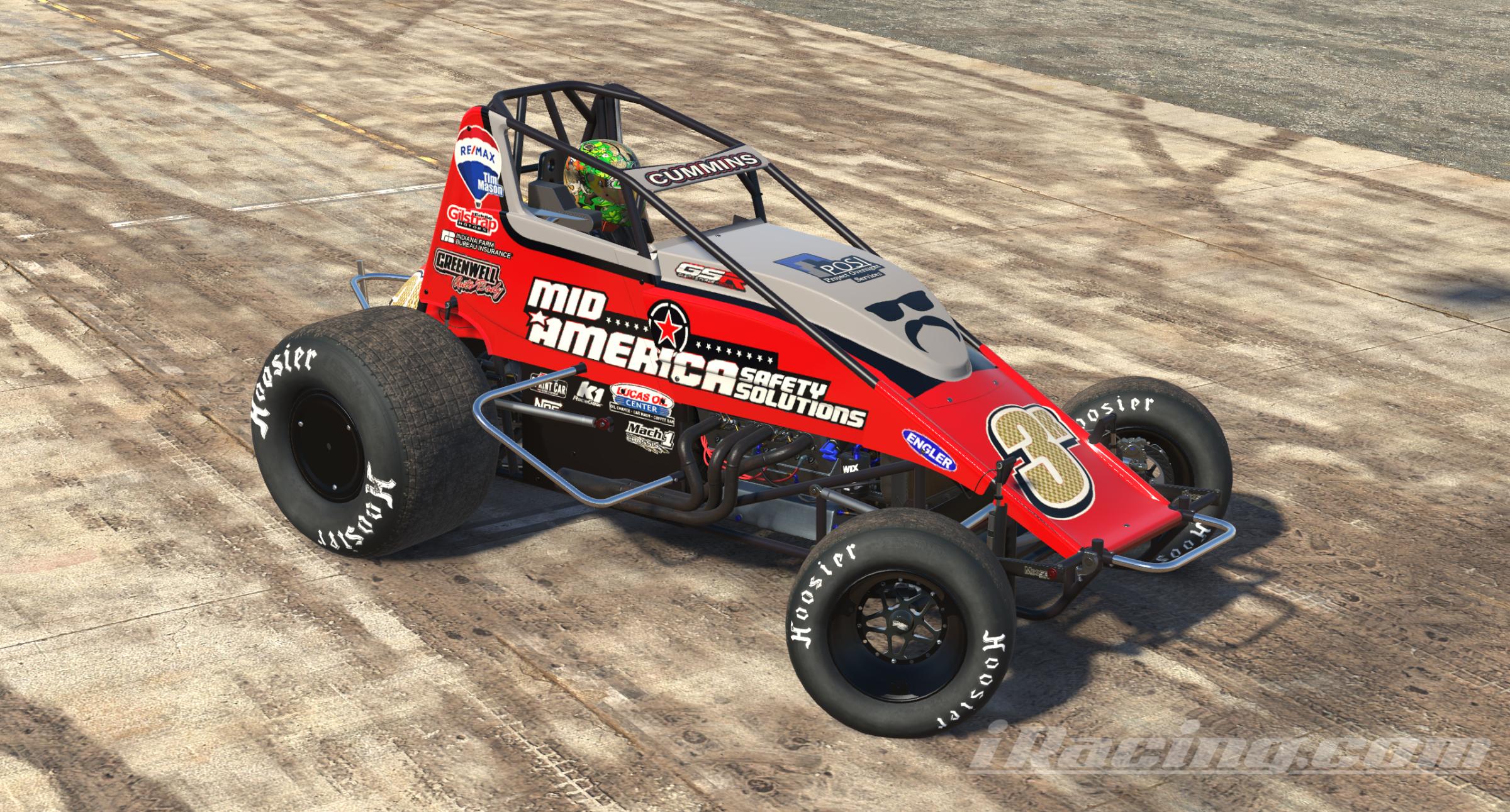 Kyle Cummins 2022 USAC National Sprint Car Mid America Safety Solutions Rock Steady Racing #3R ...