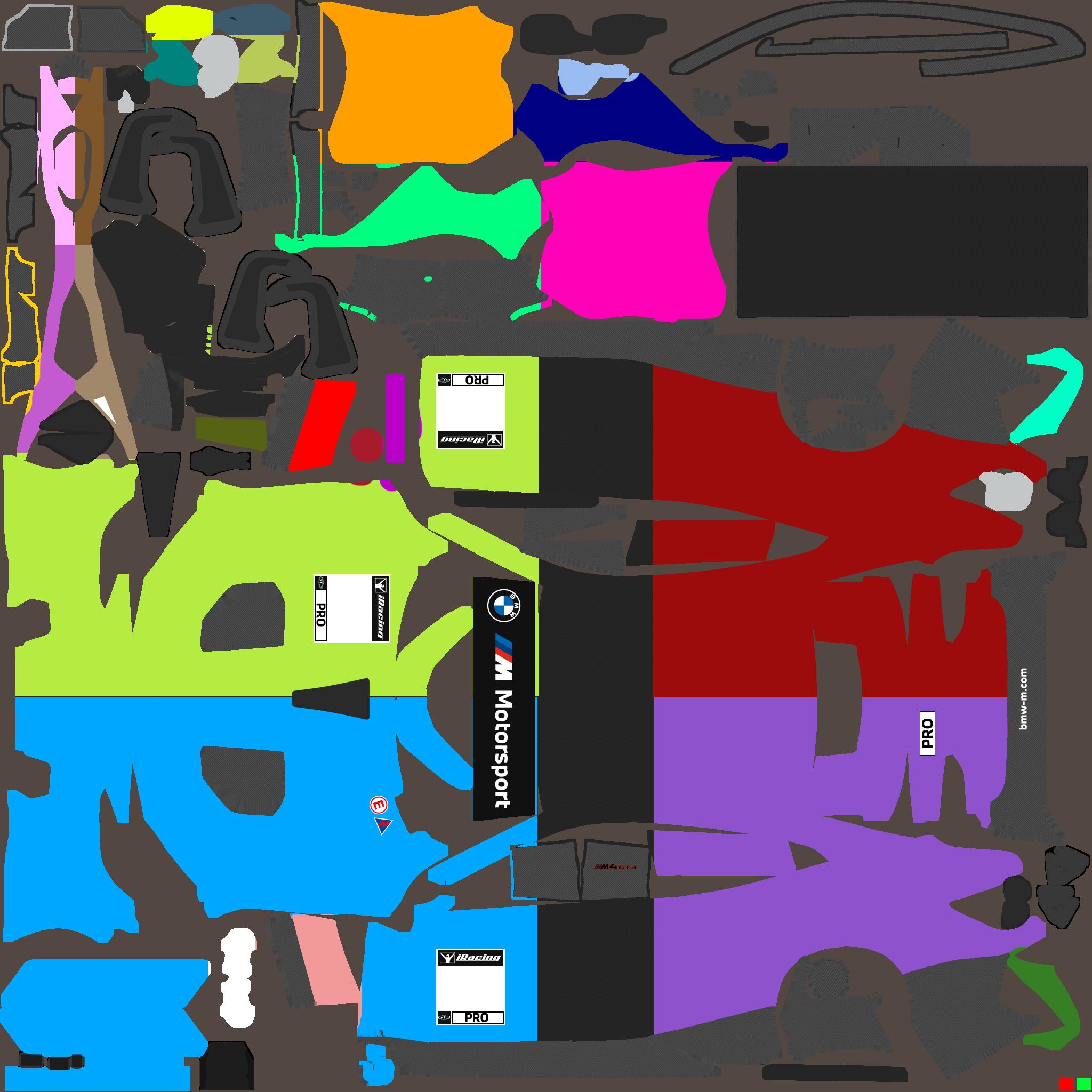 BMW M4 GT3 colorcoded spec map by Christian Barker - Trading Paints